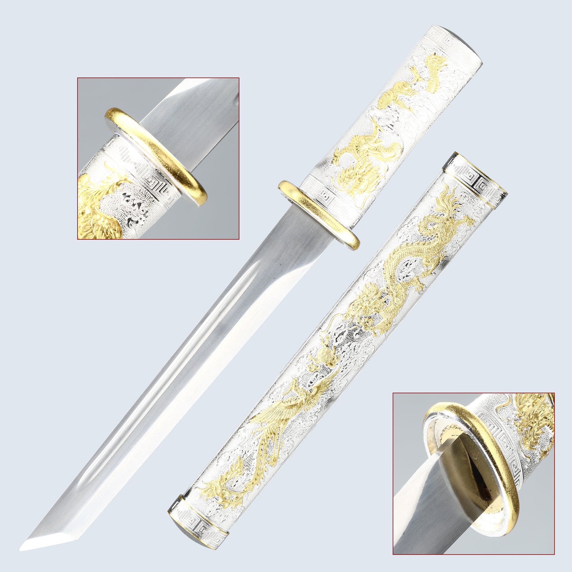 Decoration Series Dragon Phoenix Play Pearl Short Knife Double Color A ...