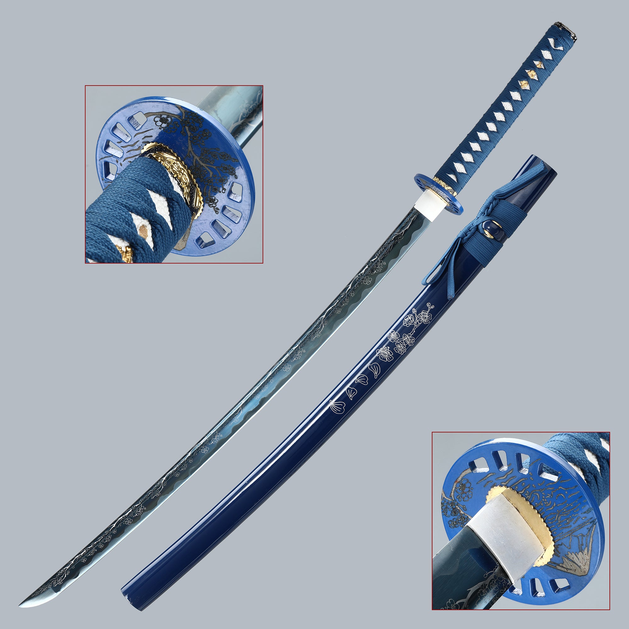 (63)Handmade Authentic Japanese Samurai Samurai Sword Carbon Steel Gri ...